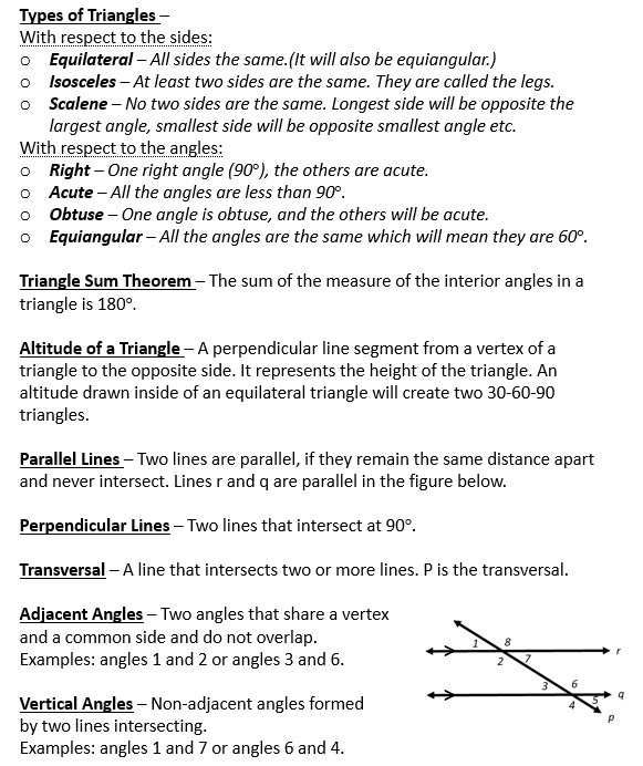Geometry & Trigonometry Formulas and Definitions for SAT Success – Time ...